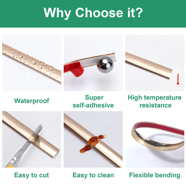 Vinyl-tile 120'' L x 0.5'' W Peel and Stick Tile Trim Roll | Wayfair